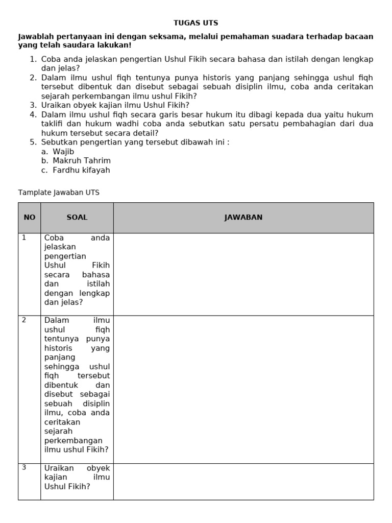 Tamplate Menjawab UTS | PDF