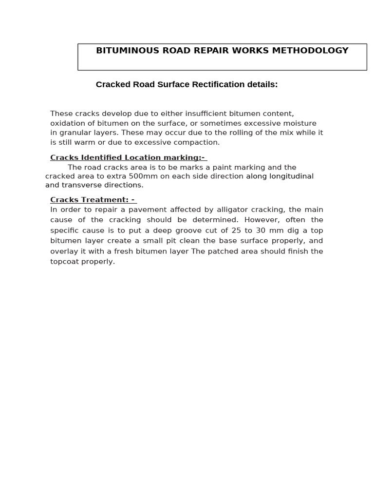 Road Repair Methodology Pdf