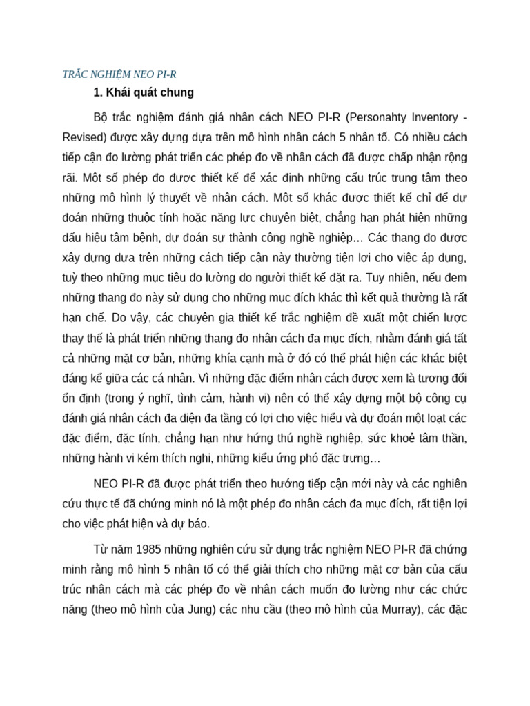TRẮC NGHIỆM NEO PI | PDF