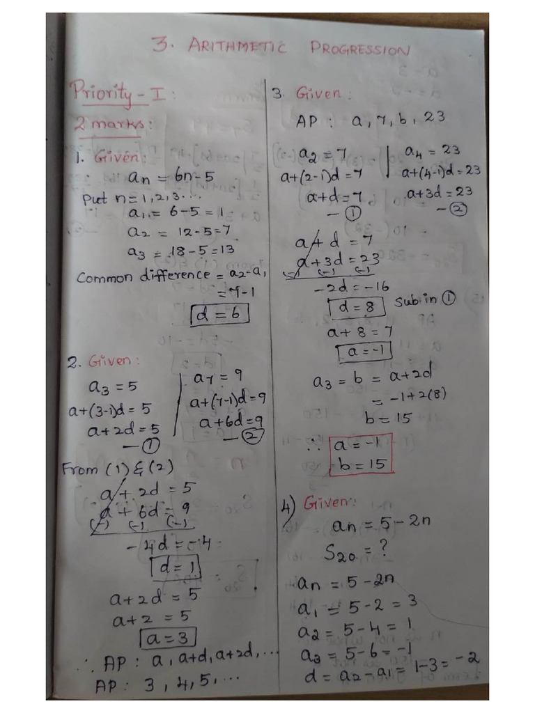 Arithmetic Progression Priority 1 Solns | PDF