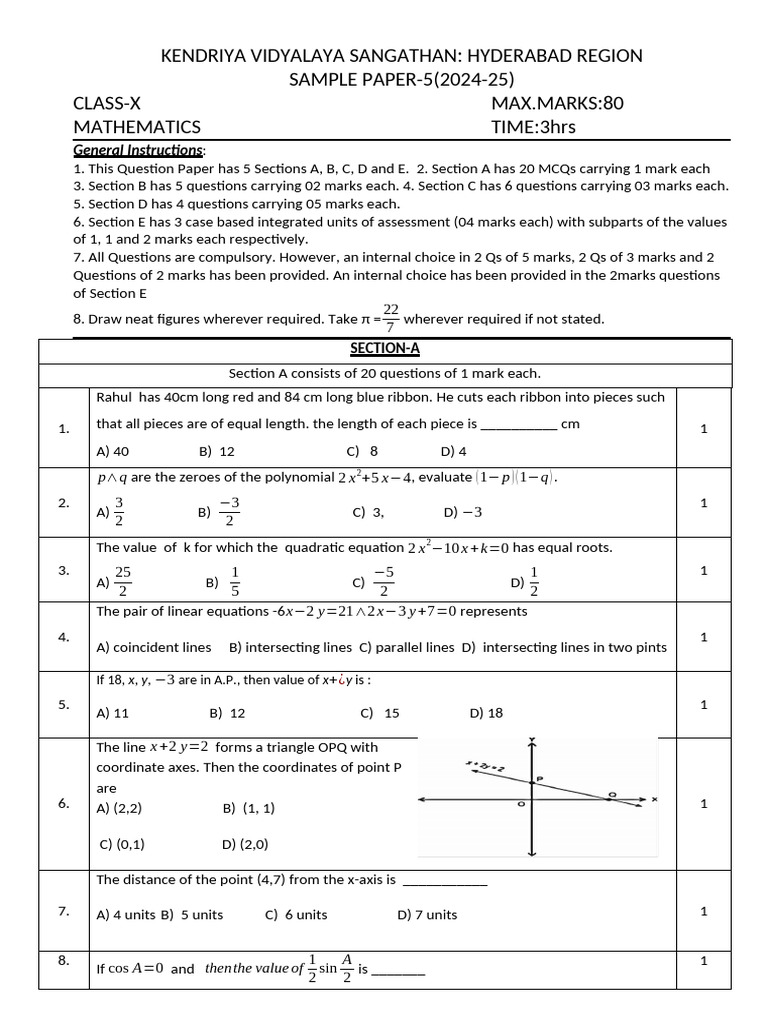 Sample Paper-5 | PDF | Circle | Area