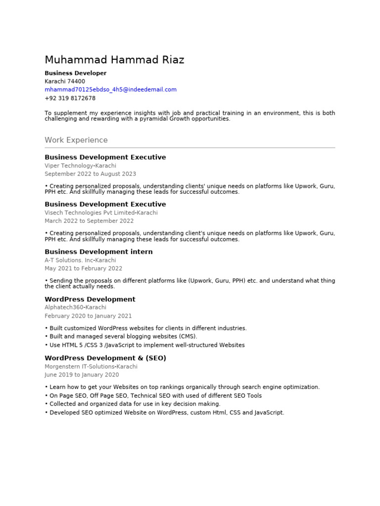 Resume Muhammad Hammad Riaz | PDF