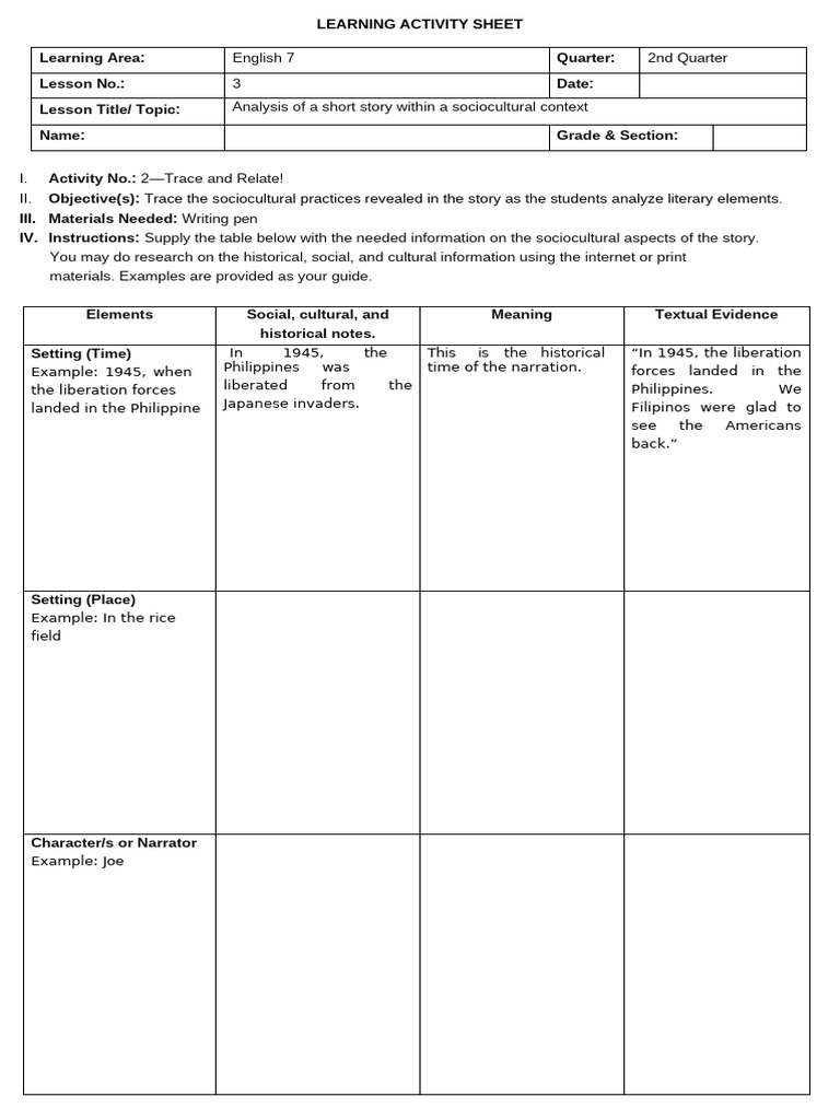 I. II. Race The Sociocultural Practices Revealed in The Story As The ...