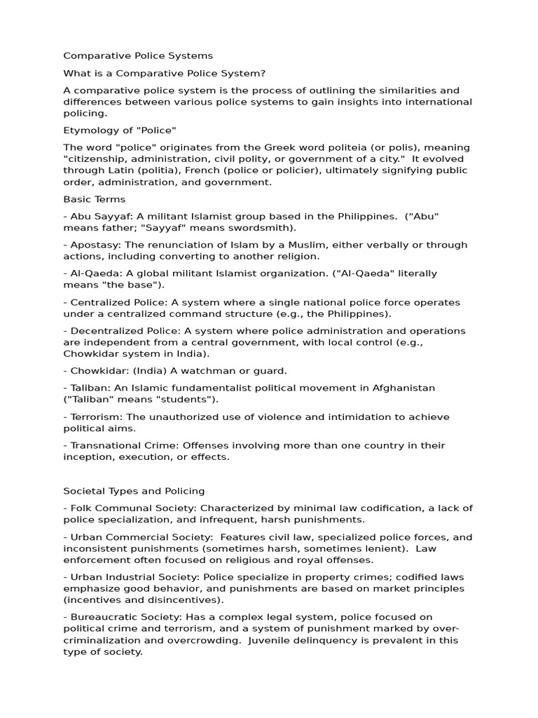Comparative Police System (Evolution of Policing | PDF | Crimes | Crime ...