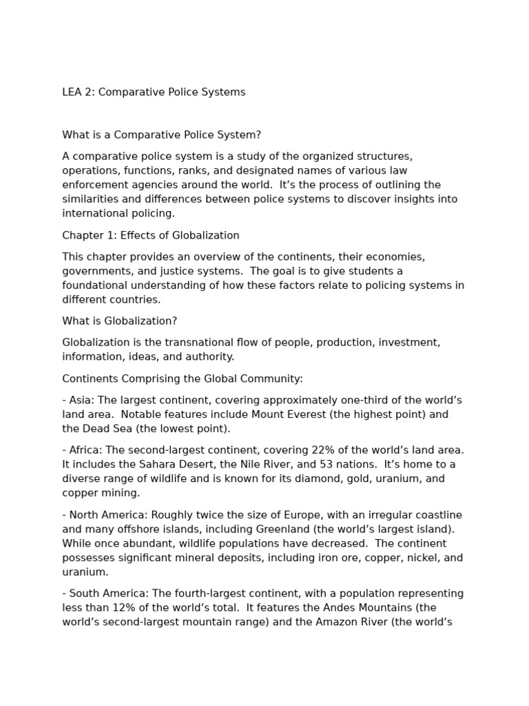 Comparative Police Systems Overview | PDF | Community Policing | Continent