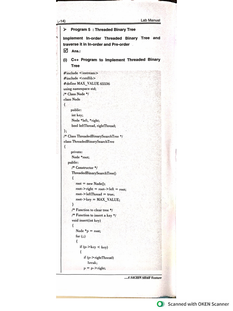 DSA LAB - 6 Threaded Binary Tree | PDF