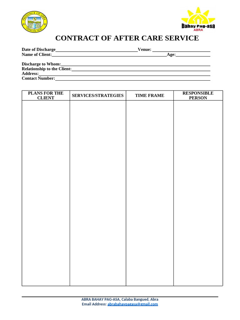 After Care Service Contract Template | PDF