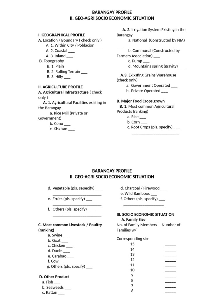 Barangay Profile 2 | PDF | Agriculture | Food Industry
