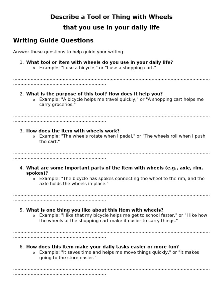 Describe A Tool or Thing With Wheels | PDF | Wheel | Human Powered ...