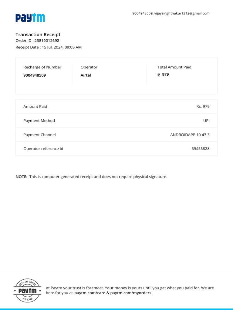 Invoice - Mobile Bill | PDF | Receipt | Invoice