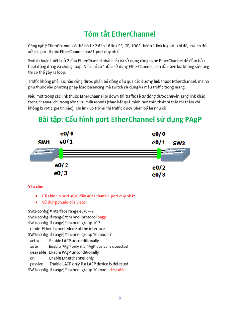 Tóm Tắt Etherchannel: Yêu Cầu | PDF