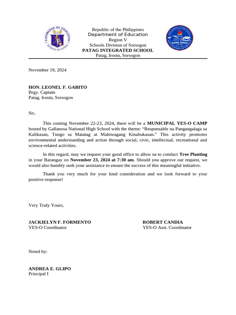 Letter To Brgy | PDF