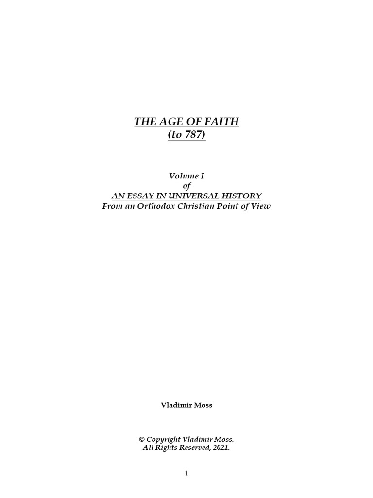THE AGE OF FAITH by VLADIMIR MOSS | PDF | Jesus | Heaven