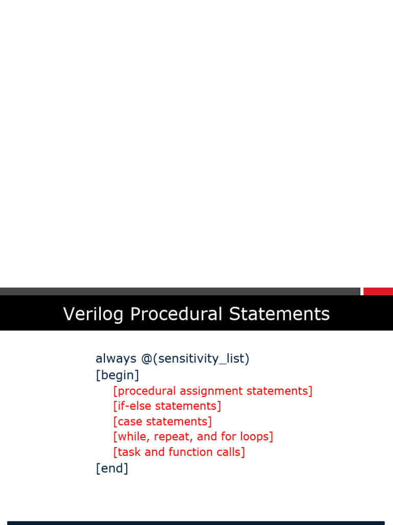 L04 - Verilog - Procedural Statements | PDF | Software Development | Computer Science