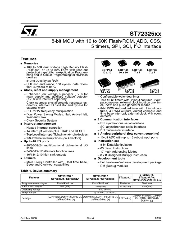 ST72F325 | PDF | Microcontroller | Flash Memory