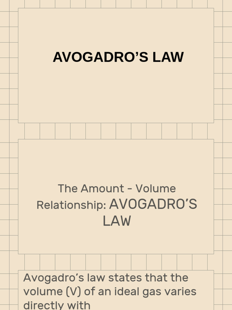 Avogadro's Law: Gas Volume-Amount Relationship | PDF