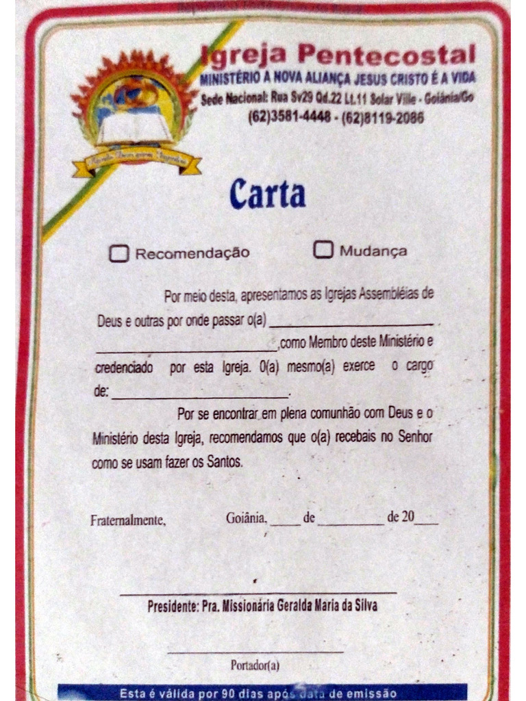 Modelo Carta de Recomendação | PDF