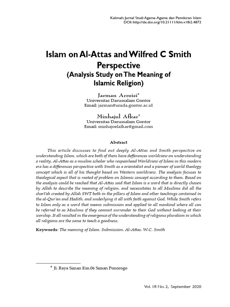 Al-Attas vs. Smith: Understanding Islam | PDF | Faith | Quran