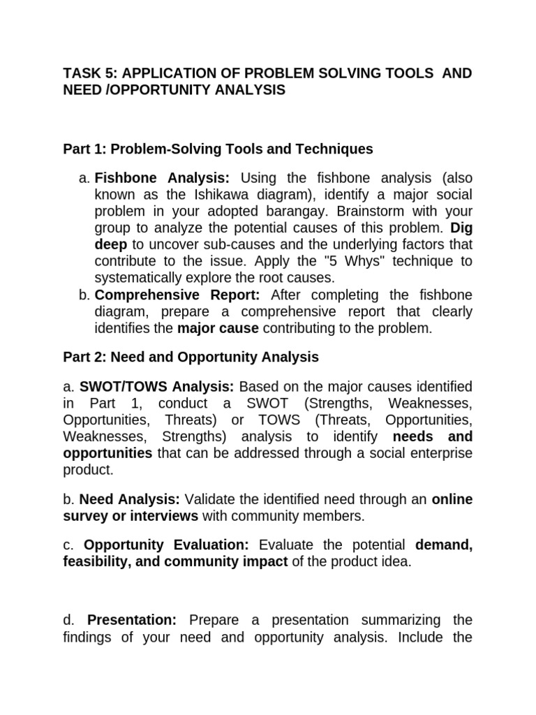 Problem Solving & Opportunity Analysis | PDF