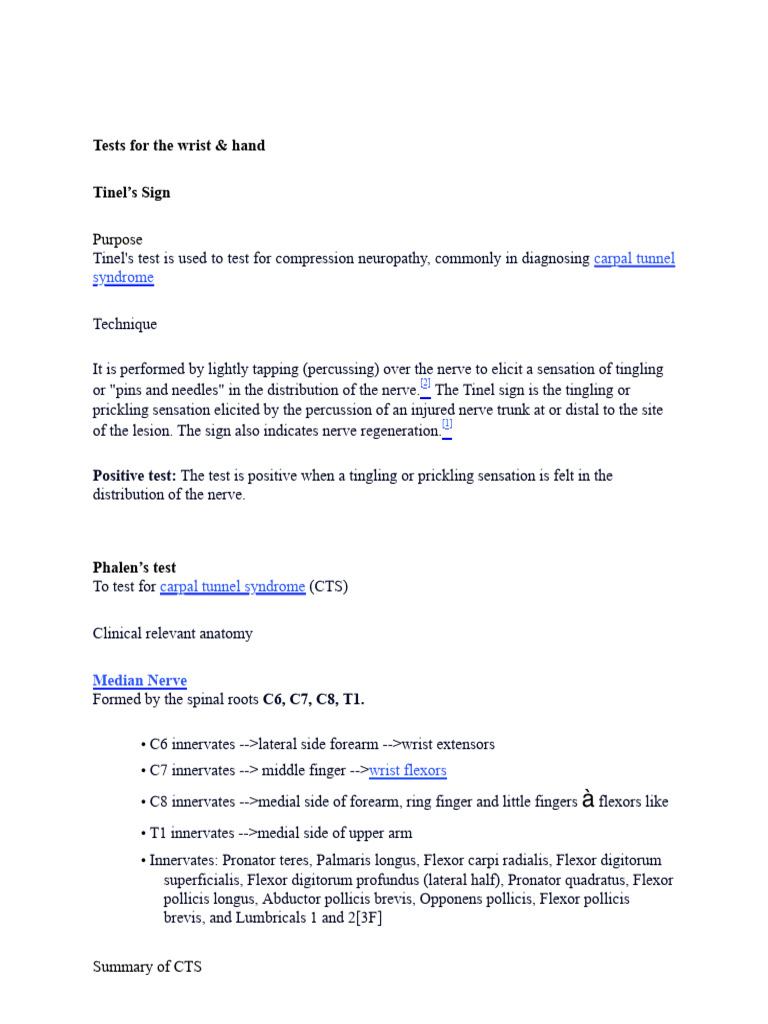 Tests For Wrist and Hand | PDF | Thumb | Hand