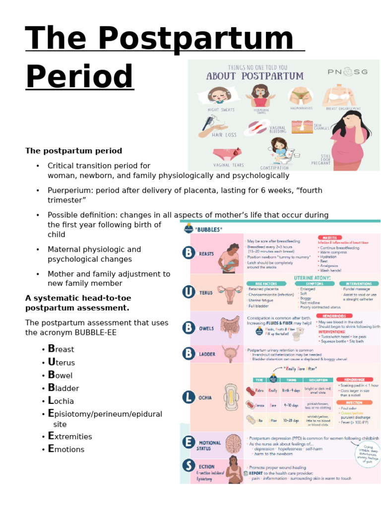 Postpartum Care: Assessment & Recovery Guide | PDF | Breastfeeding ...