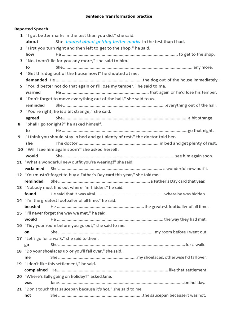 Sentence Transformation Practice - Final Examination | PDF | Mount Everest