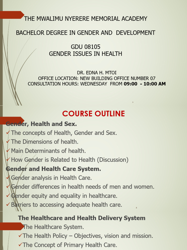 Gender and Health Issues Overview | PDF | Gender | Gender Studies
