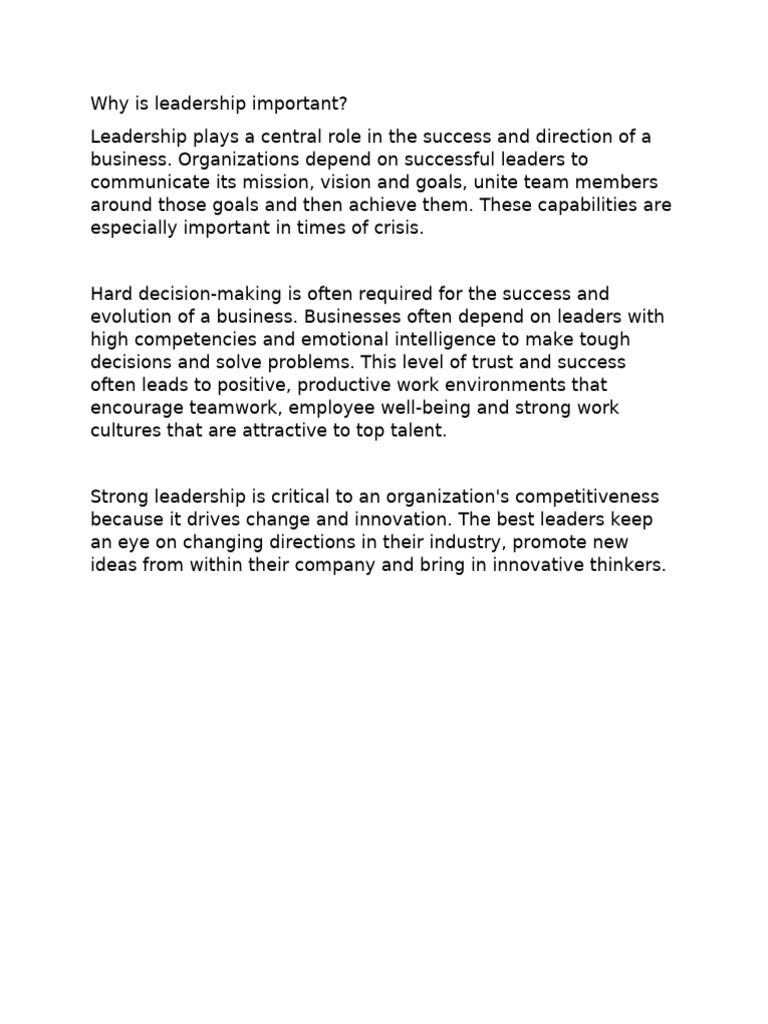 Why Leadership Is Important 103 | PDF