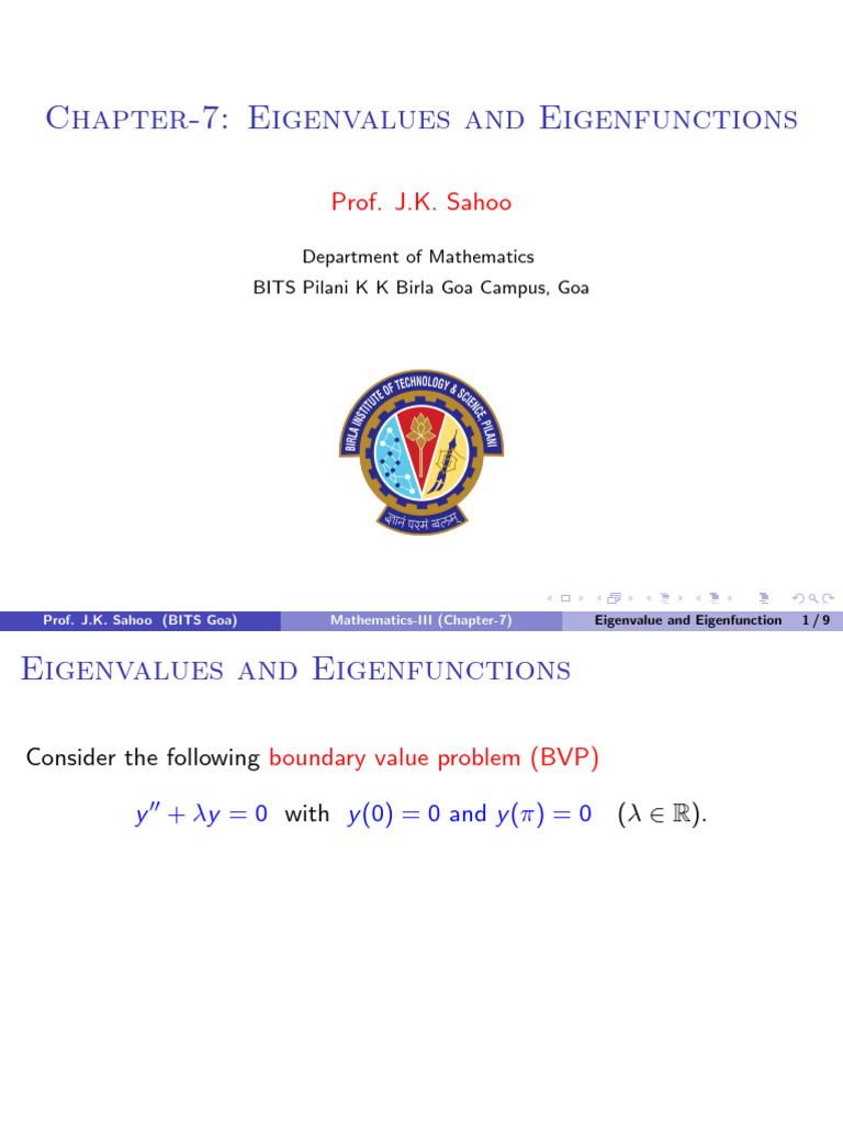 Eigenvalues Eigenfunctions | PDF | Eigenvalues And Eigenvectors | Functions And Mappings