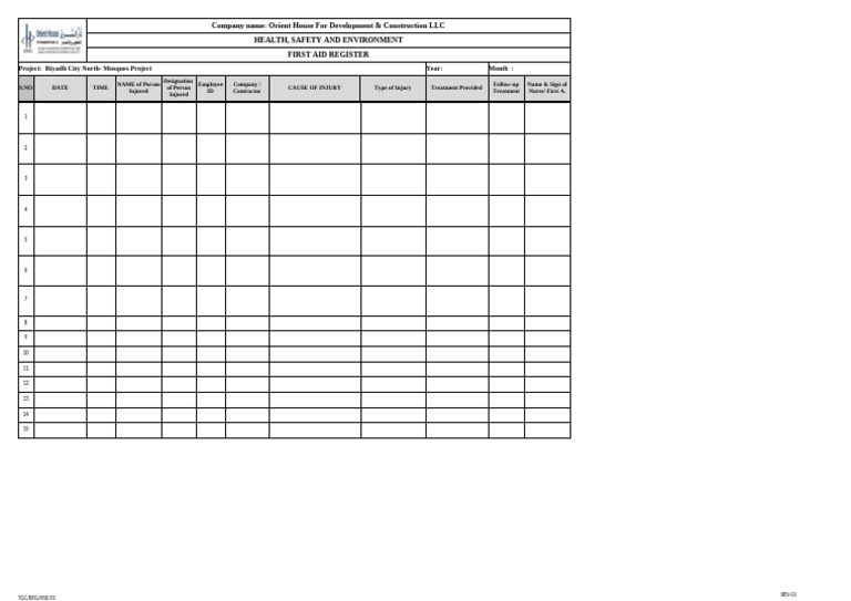 First Aid Register | PDF