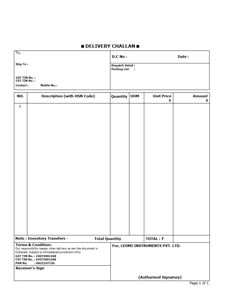 Delivery Challan | PDF