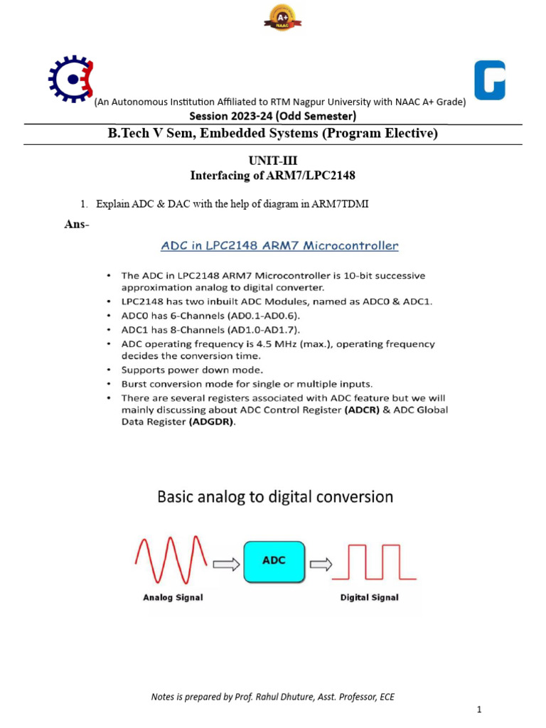 Es Notes Unit-III | PDF | Liquid Crystal Display | Analog To Digital ...