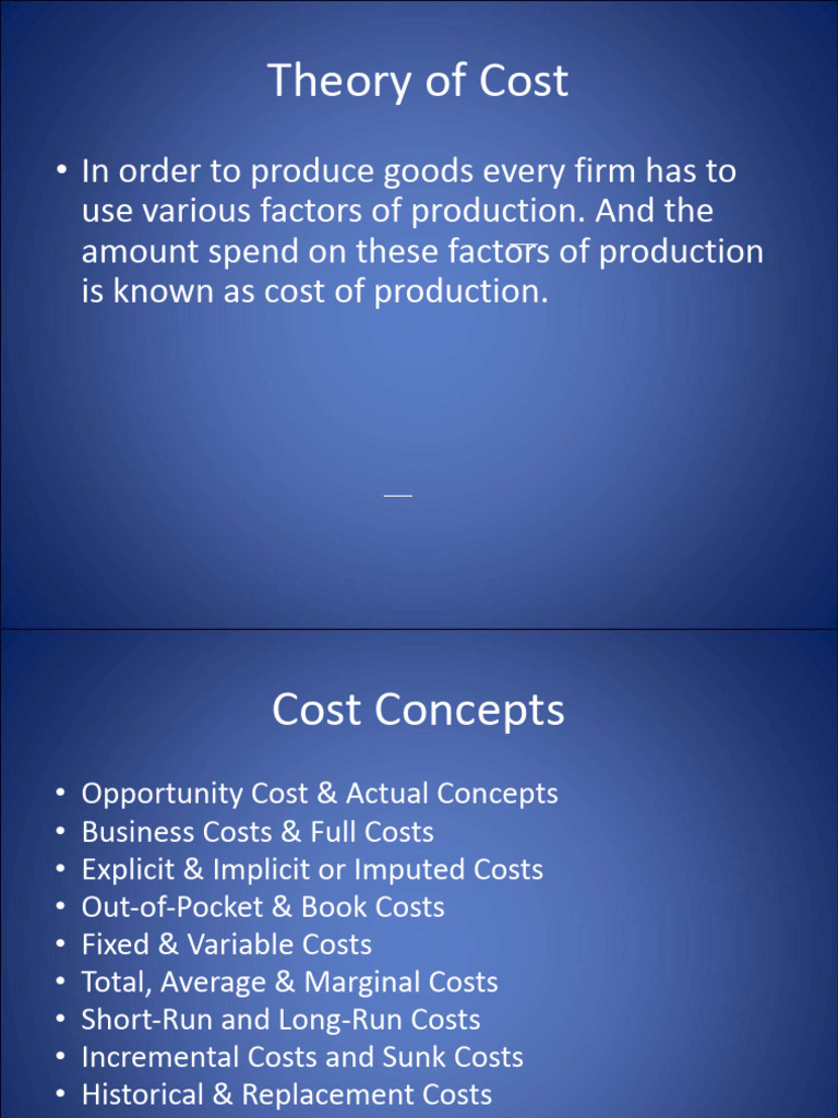 Traditional Theory of Cost ppt-17 | PDF | Average Cost | Opportunity Cost