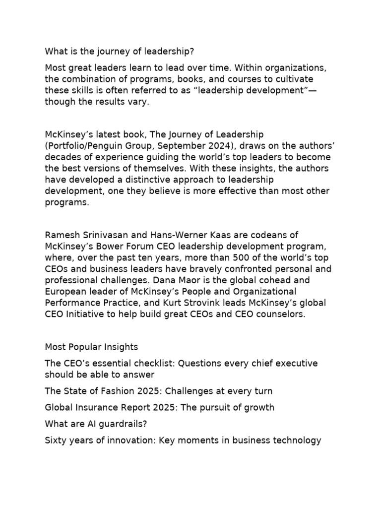 The Journey of Leadership Development | PDF | Leadership ...