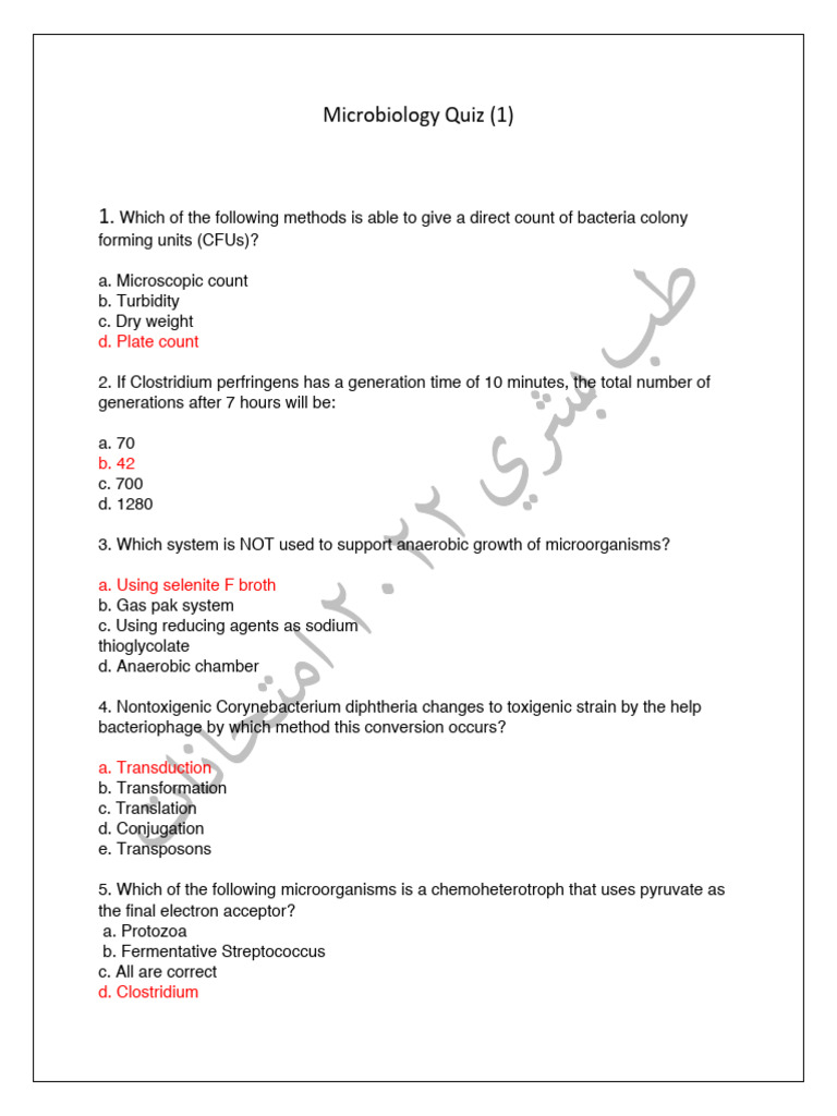 Quiz 1 Microbiology | PDF | Bacteria | Microorganism