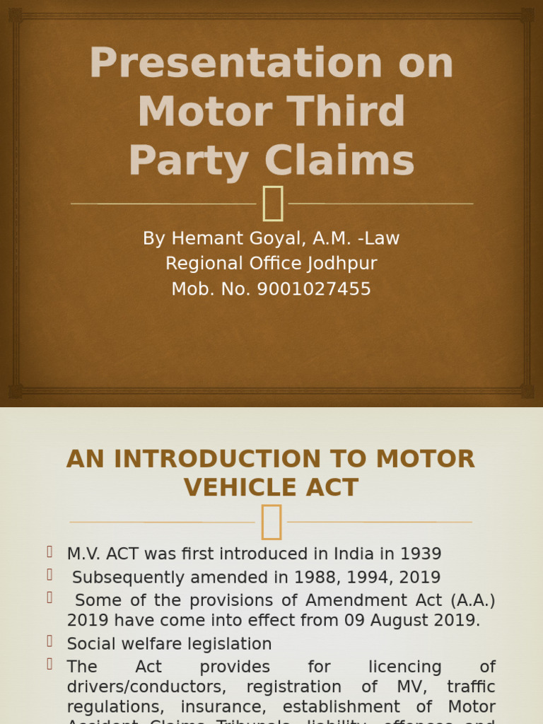 Motor Third Party Claims Overview | PDF | Insurance | Damages