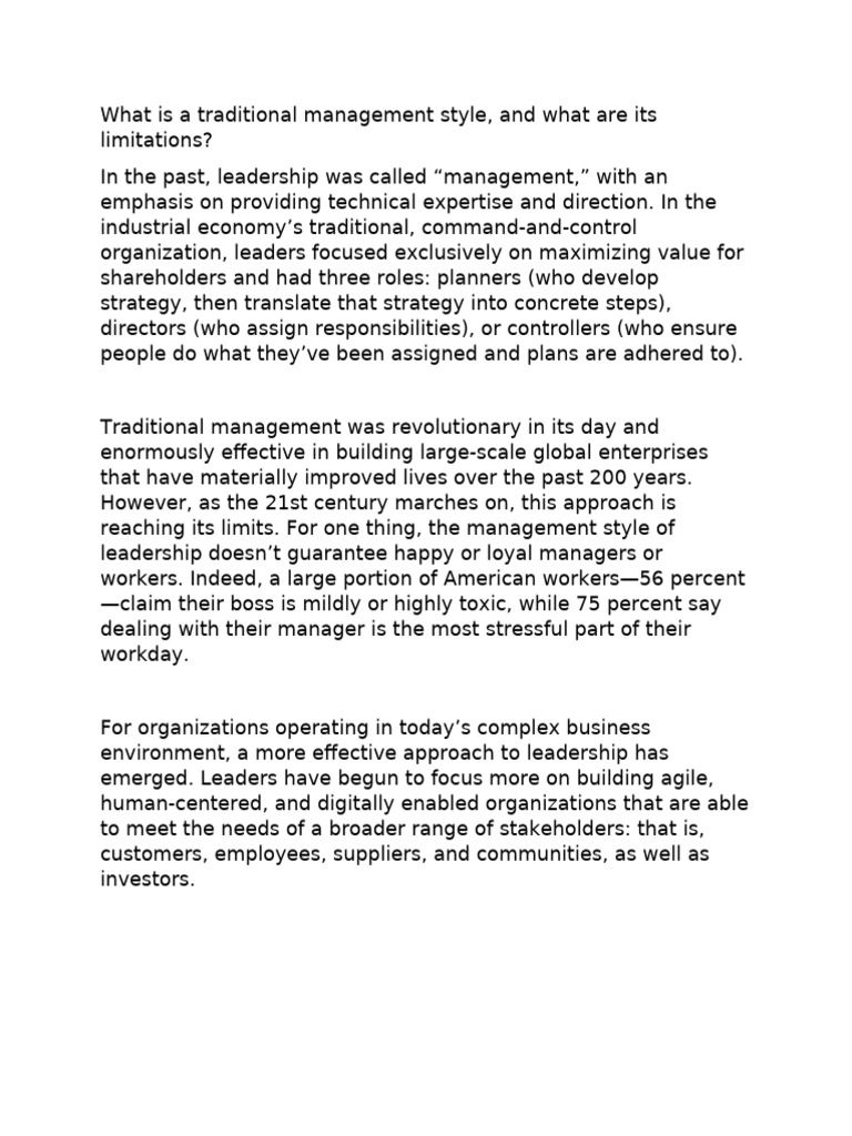 Traditional Management Style-112 | PDF