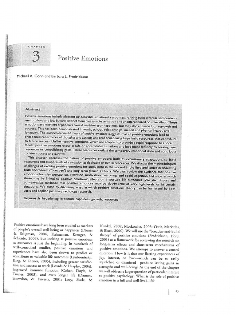 L10 Reading 1 - Positive Emotions - Theory of Broaden and Build | PDF