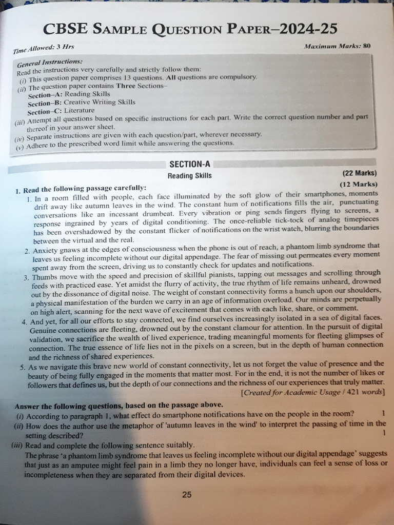 Sample Paper 1 | PDF | Adolescence