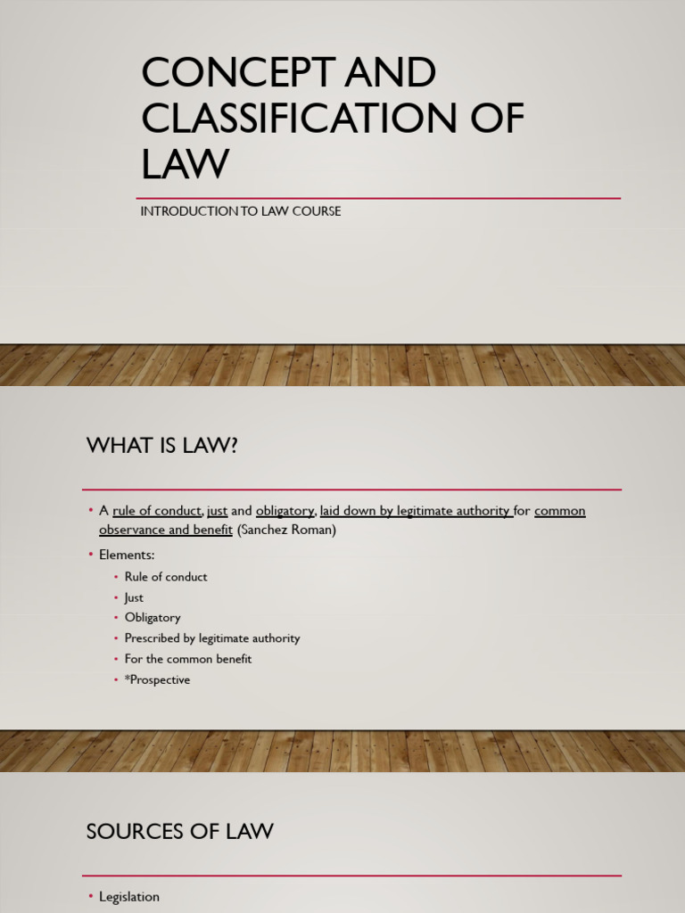 Concept and Classification of Law | PDF | Common Law | Civil Law (Legal ...