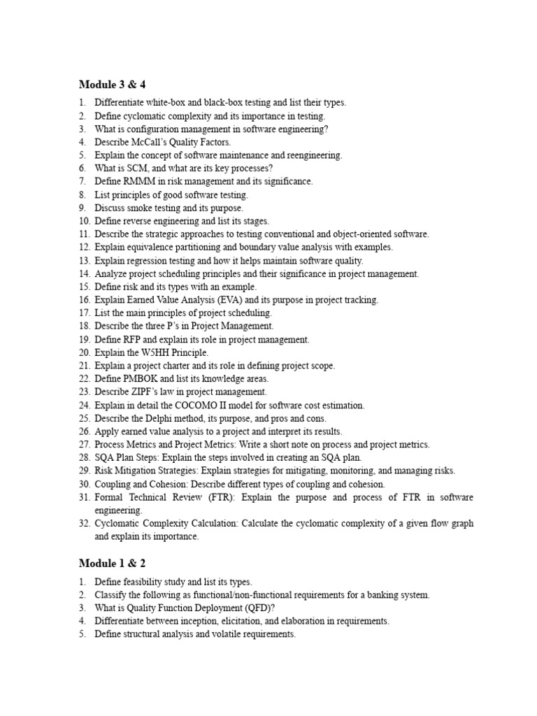 Software Engineering - PYQ | PDF | Modular Programming | System