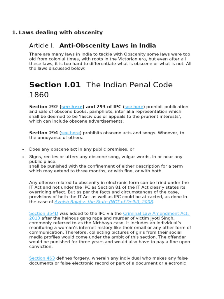 Laws Dealing With Obscenity | PDF | Obscenity | Forgery