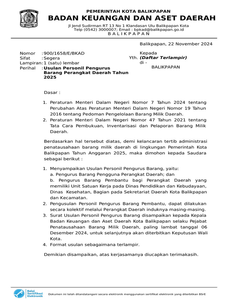 Suratbiasa - Usulan Pengurus Barang | PDF