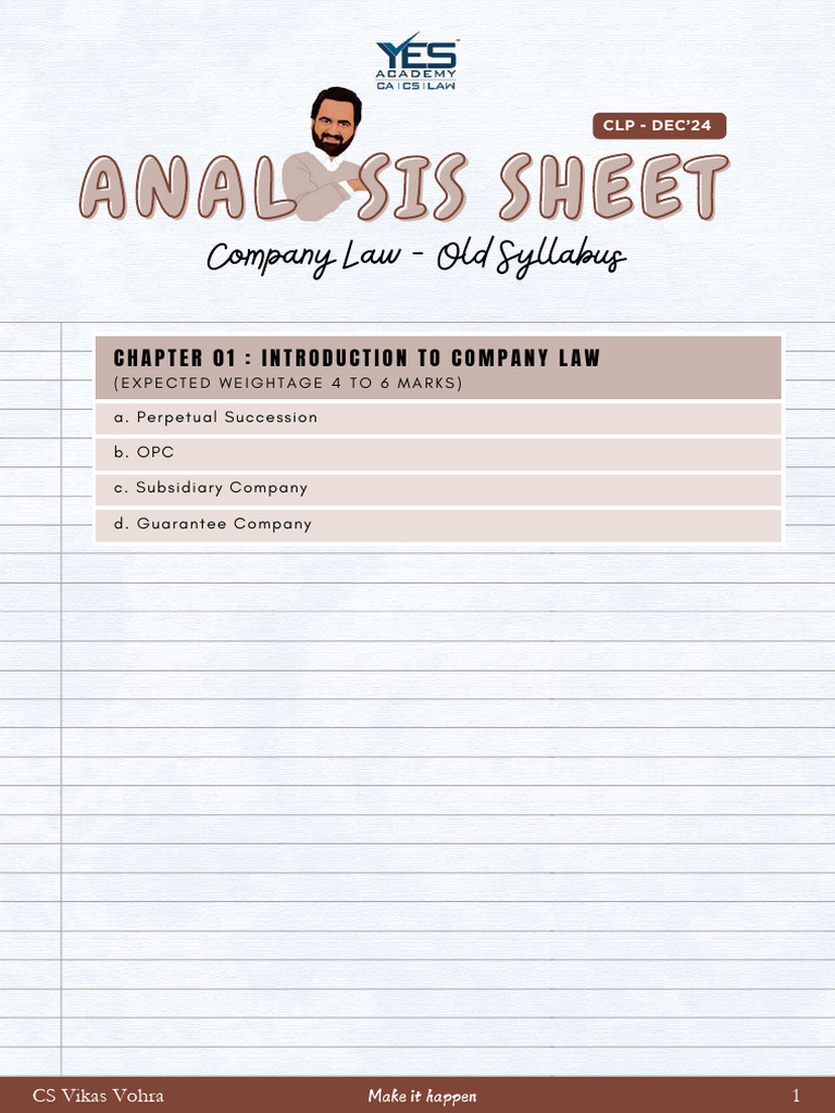 Company Law Analysis Sheet Dec 24 (OLD SYLLABUS) | PDF | Dividend ...