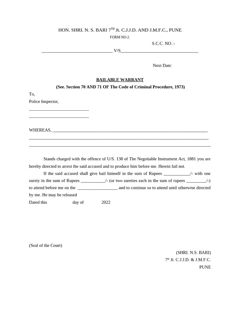 Warrant Format | PDF