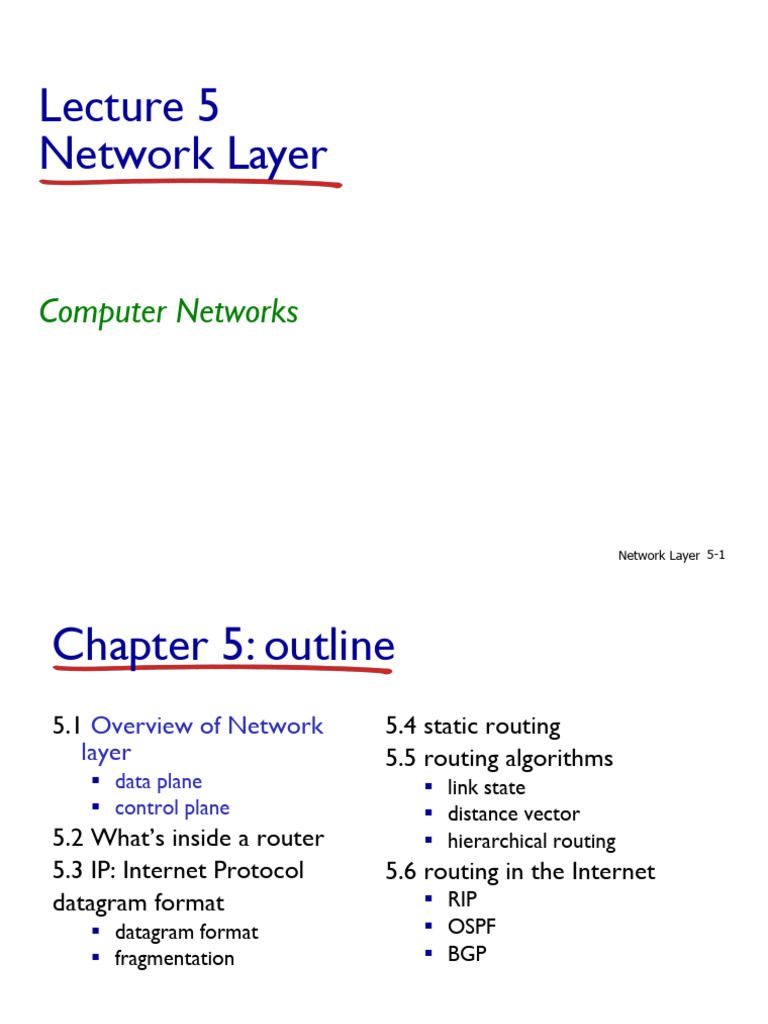 Lecture 5 - Network Layer - 2019 | PDF | Internet Protocols | Routing