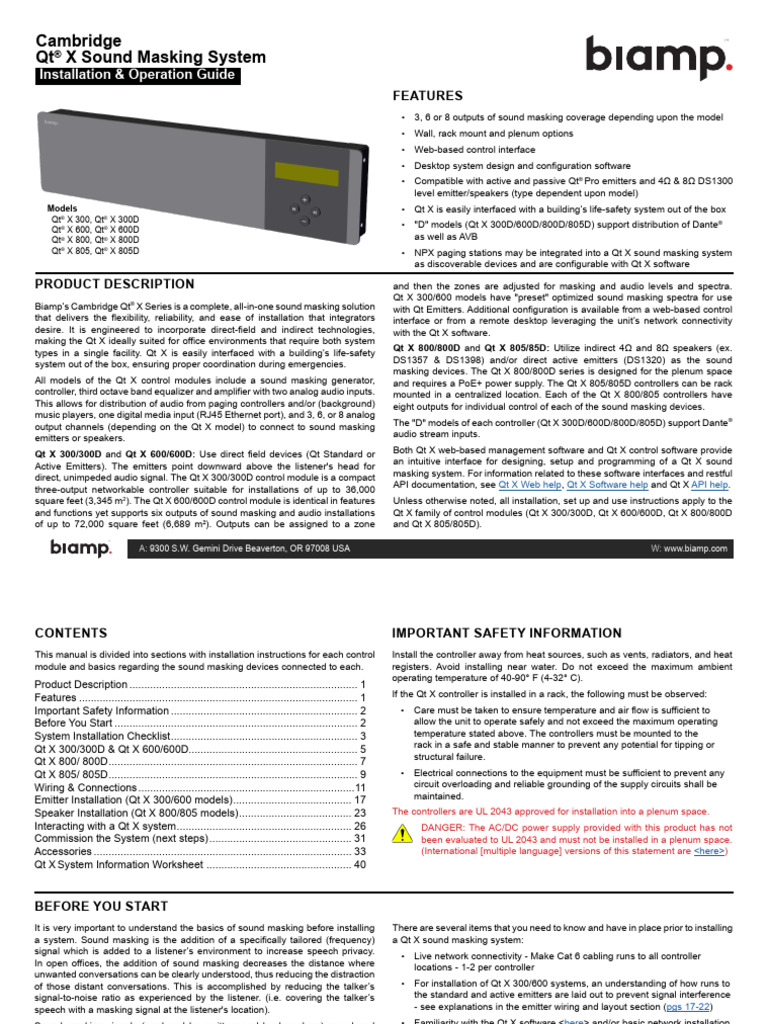 Biamp Manuals Cambridge QT-X Series Sep24 | PDF | Loudspeaker ...