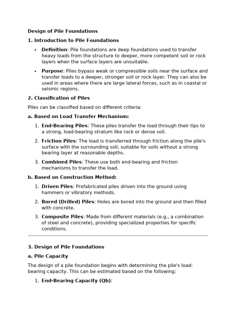 Design of Pile Foundations | PDF | Deep Foundation | Bending