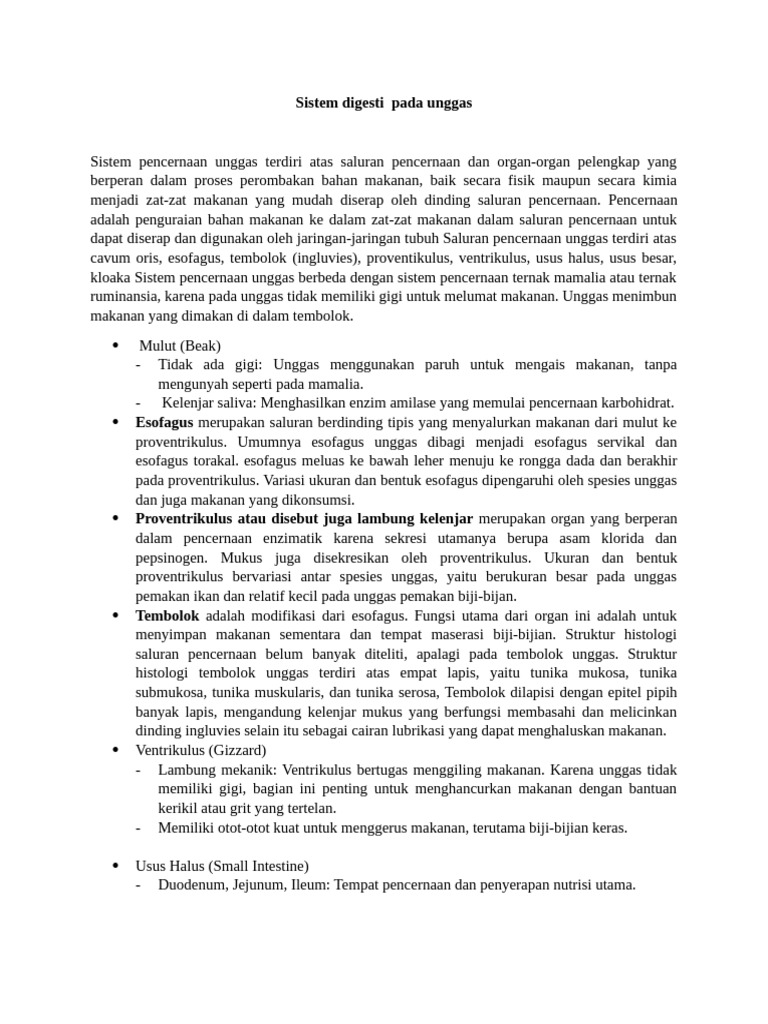 Materi Sistem Digesti Pada Unggas | PDF