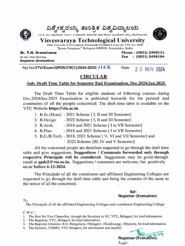 Draft TimeTable UG | PDF